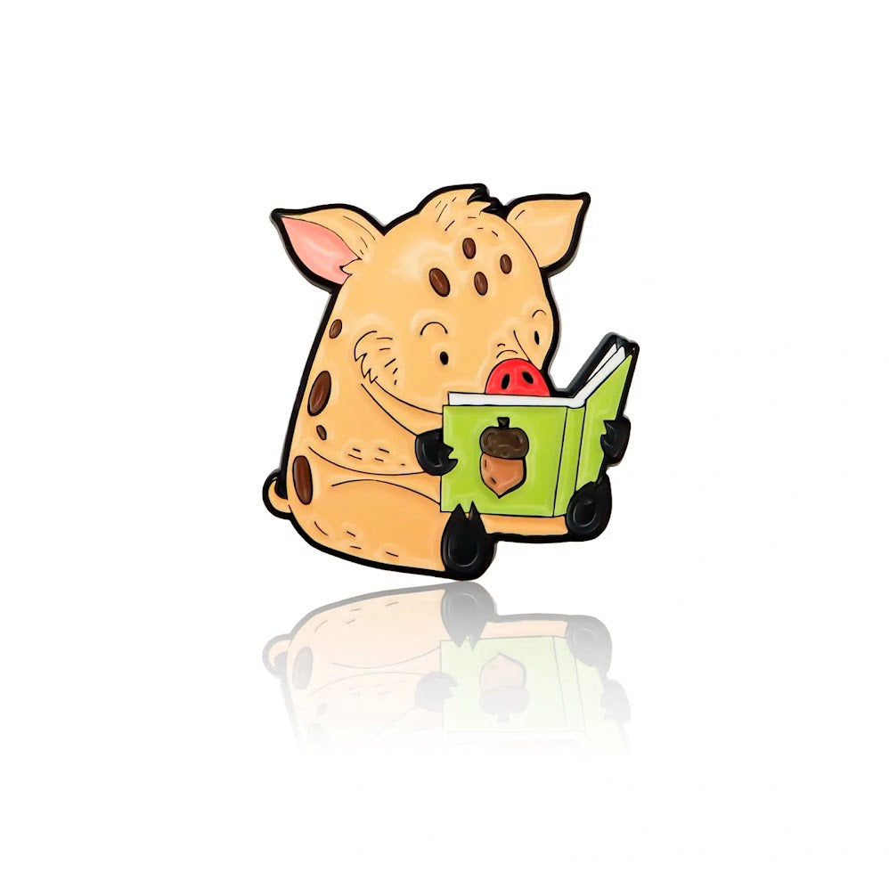 Pig reading a book | PINBOX®