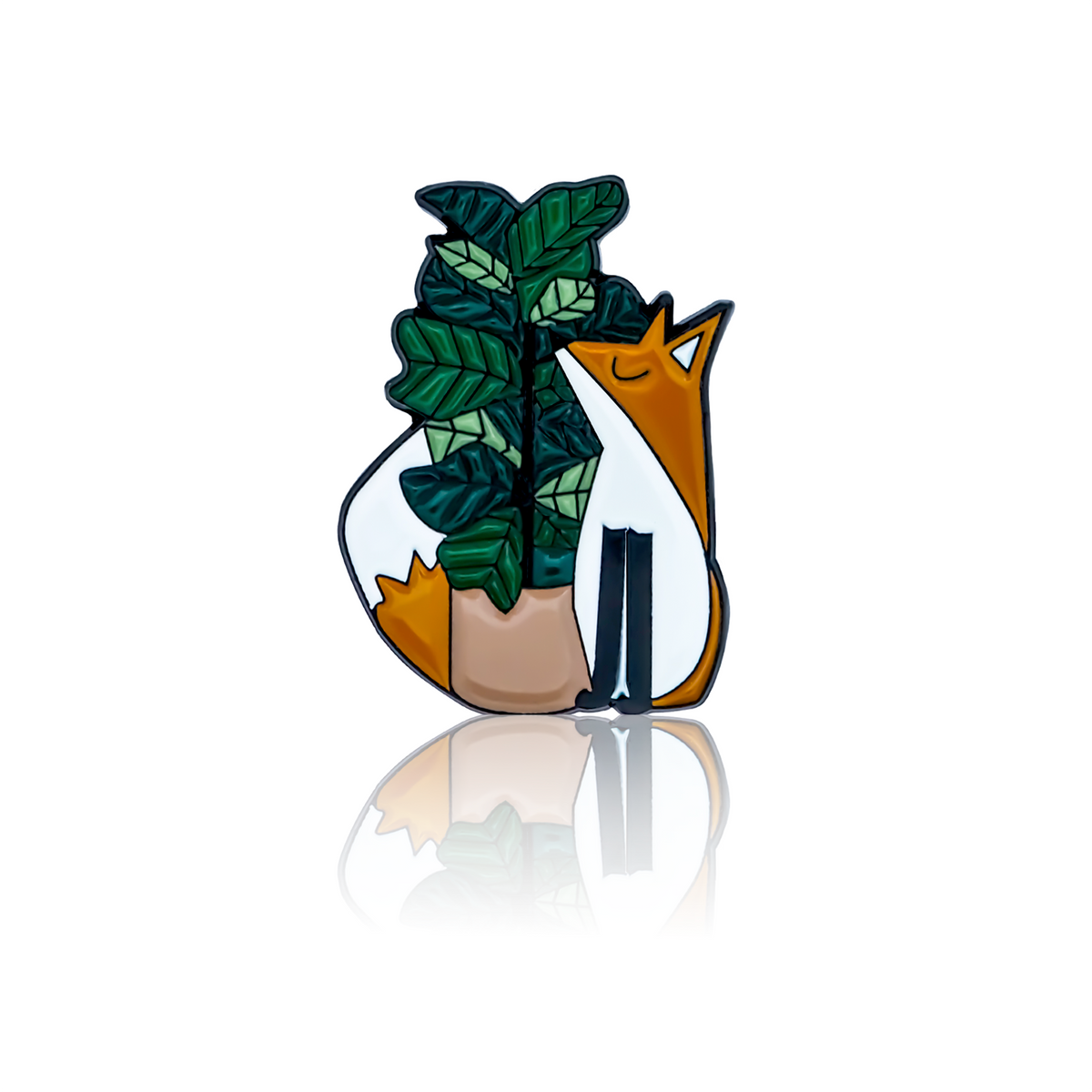 Pin fox with a plant | PINBOX.EU